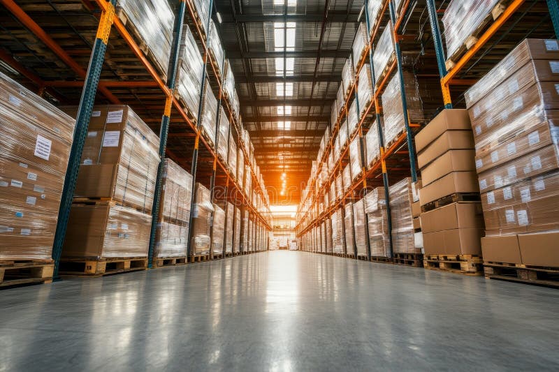 Modern Warehouse Interior for Logistics and Distribution Low Angle ...