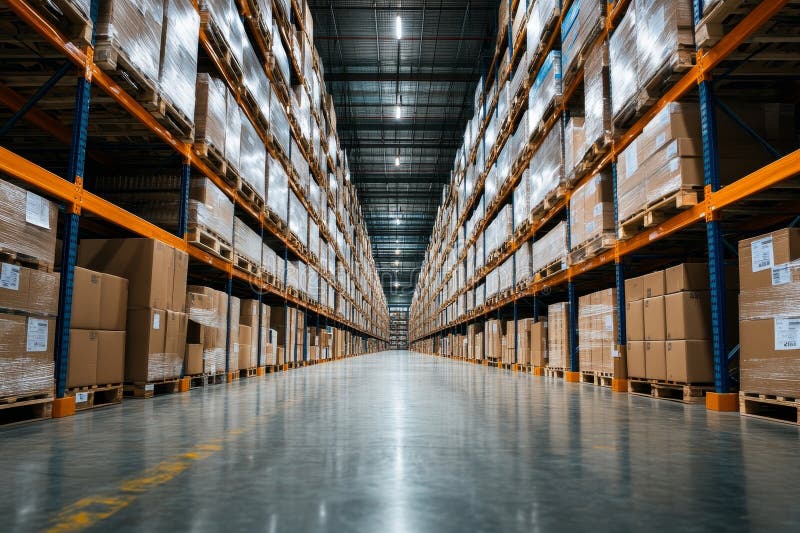 Modern Warehouse Interior for Logistics and Distribution Low Angle ...