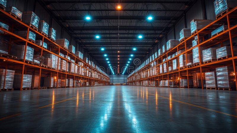 Modern Warehouse Interior with Organized Storage Racks and Efficient ...
