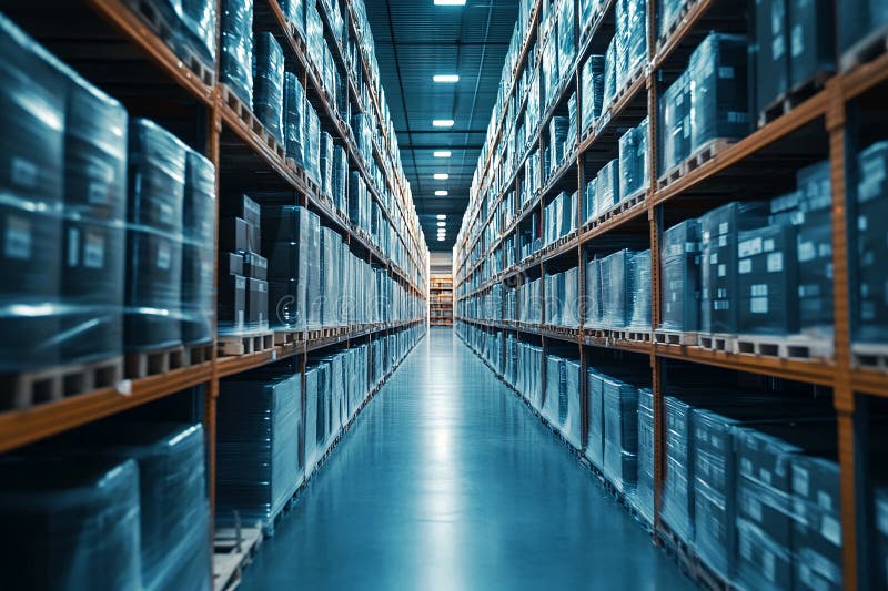 Modern Warehouse Interior Rows of Pallets Storage Logistics ...