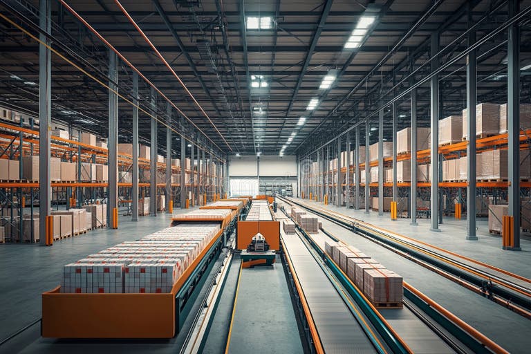 Modern Warehouse Interior Showcasing Efficient Logistics and Storage ...