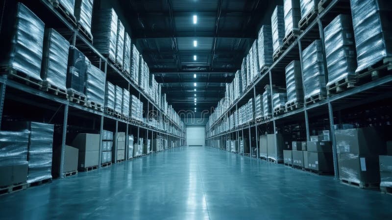 Modern Warehouse Interior with Stocked Shelves. AI Generated Stock ...