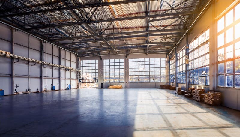 Modern Warehouse Interior with Window and Daylight Stock Illustration ...