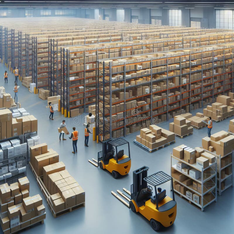 Modern Warehouse with Logistic Activity Stock Image - Image of cargo ...
