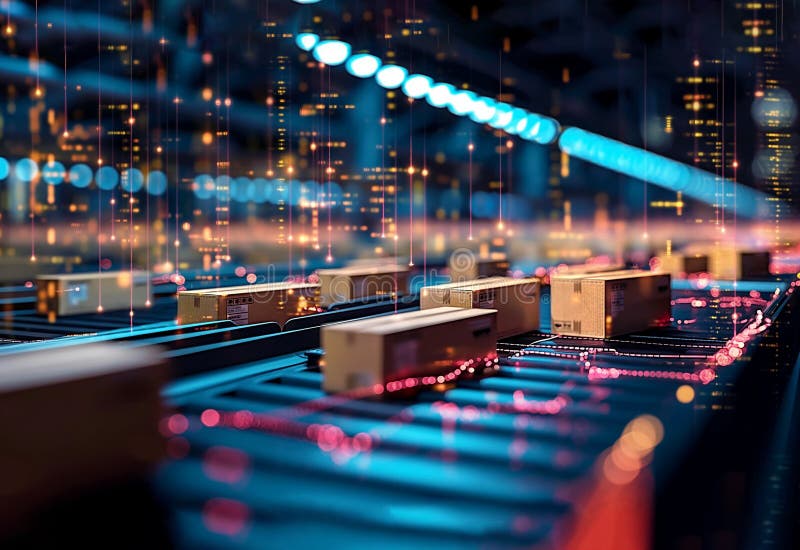 Modern Warehouse and Logistic Concept Stock Illustration - Illustration ...