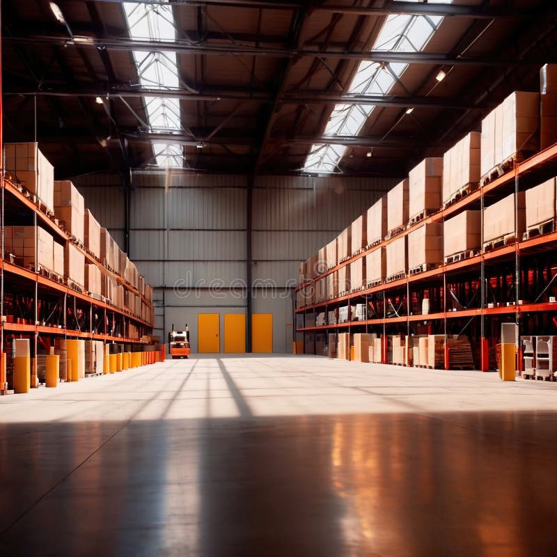 Modern Warehouse Logistics Storage Area Stacked with Boxes and Cargo ...