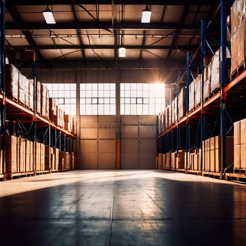 Modern Warehouse Logistics Storage Area Stacked with Boxes and Cargo ...