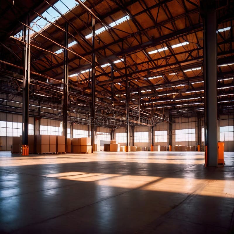 Modern Warehouse Logistics Storage Area Stacked with Boxes and Cargo ...