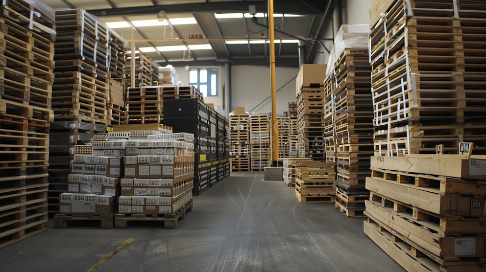 Modern Warehouse with Organized Pallets a Showcase of Efficiency ...