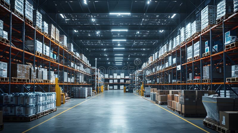 Modern Warehouse with Organized Shelves and Digital Tools for Efficient ...
