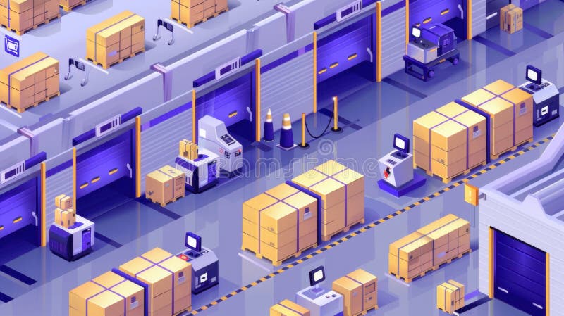 Modern Warehouse with Product Storage and Loading Area Layout Stock ...