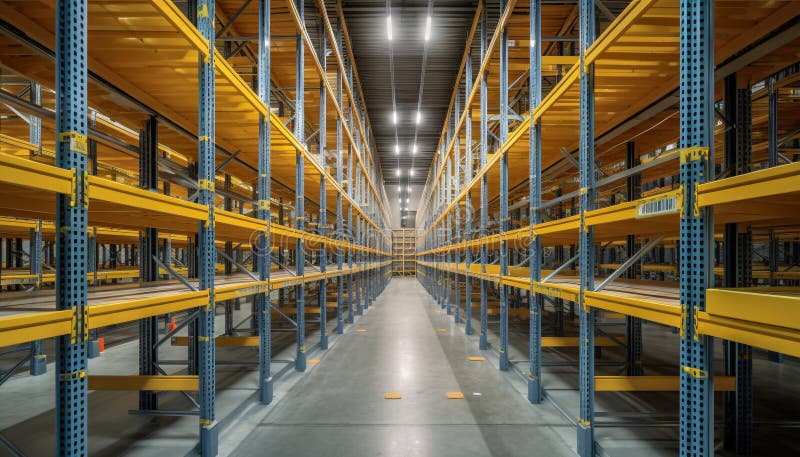Modern Warehouse with Racks, Boxes and Containers, AI Generated Stock ...