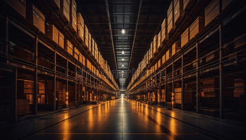 Modern Warehouse with Racks, Boxes and Containers, AI Generated Stock ...