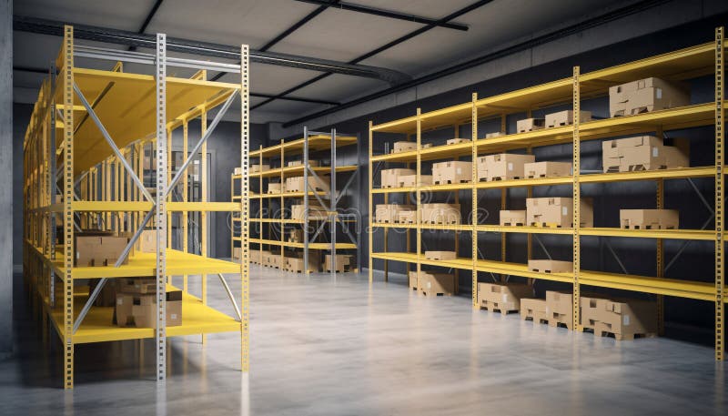 Modern Warehouse with Racks, Boxes and Containers, AI Generated Stock ...