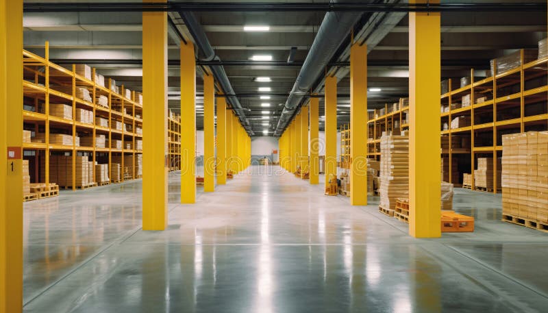 Modern Warehouse with Racks, Boxes and Containers, AI Generated Stock ...