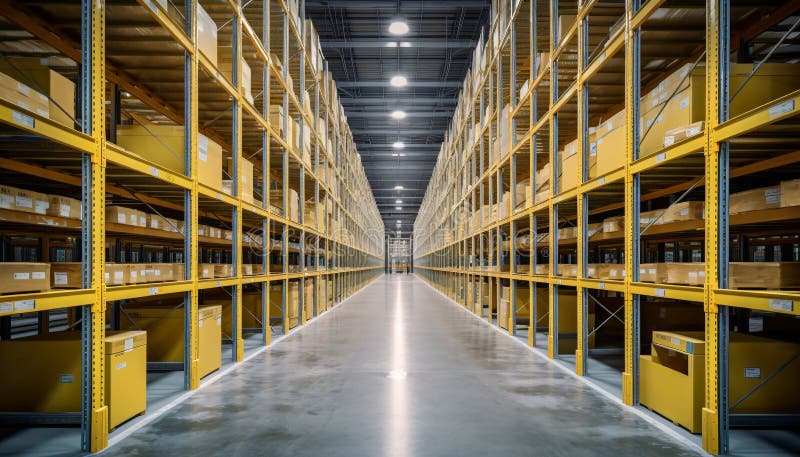 Modern Warehouse with Racks, Boxes and Containers, AI Generated Stock ...