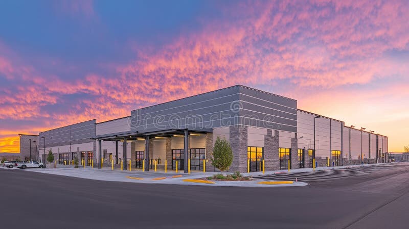 A Modern Warehouse with a Small Office Unit on the Exterior Stock Image ...