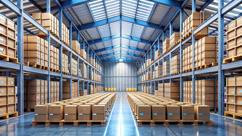 Modern Warehouse Storage and Delivery System 3D Cardboard Box ...