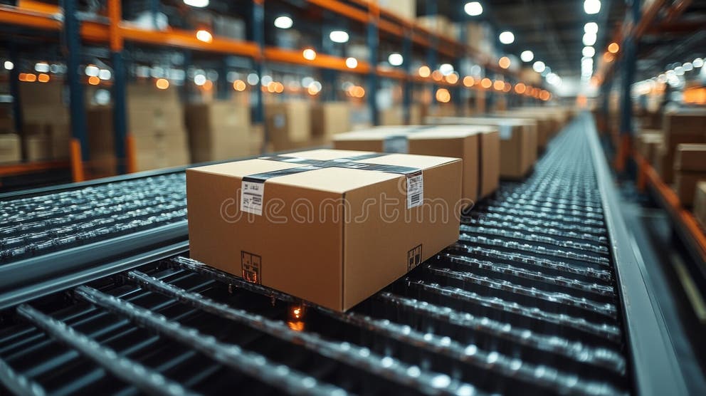 Modern Warehouse System Efficiently Sorting Packages for Distribution ...