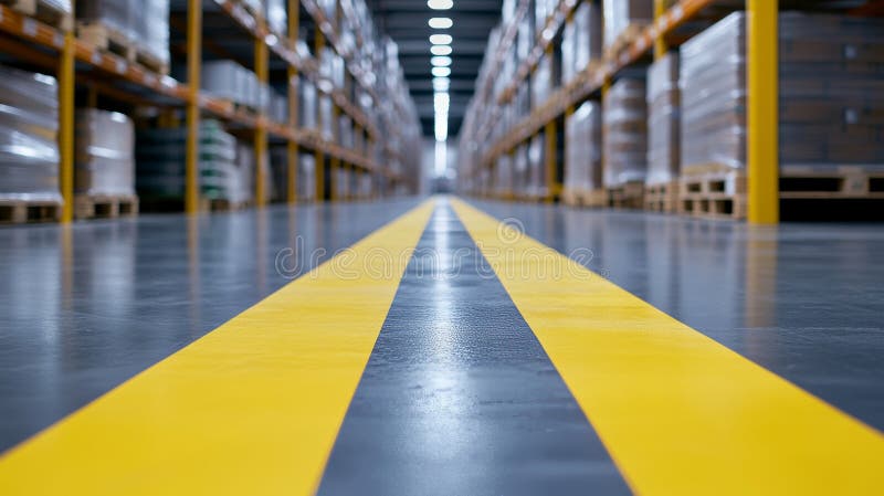 Modern Warehouse Yellow Marked Flooring Stock Photos - Free & Royalty ...