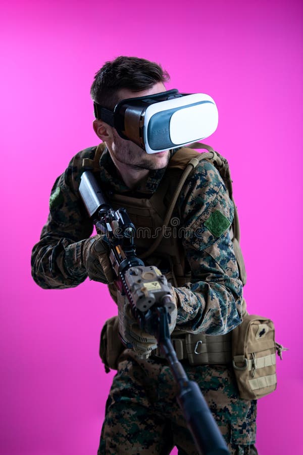 Soldier in Battle Using Virtual Reality Glasses Stock Image - Image of ...