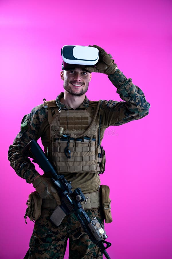Soldier in Battle Using Virtual Reality Glasses Stock Image - Image of ...