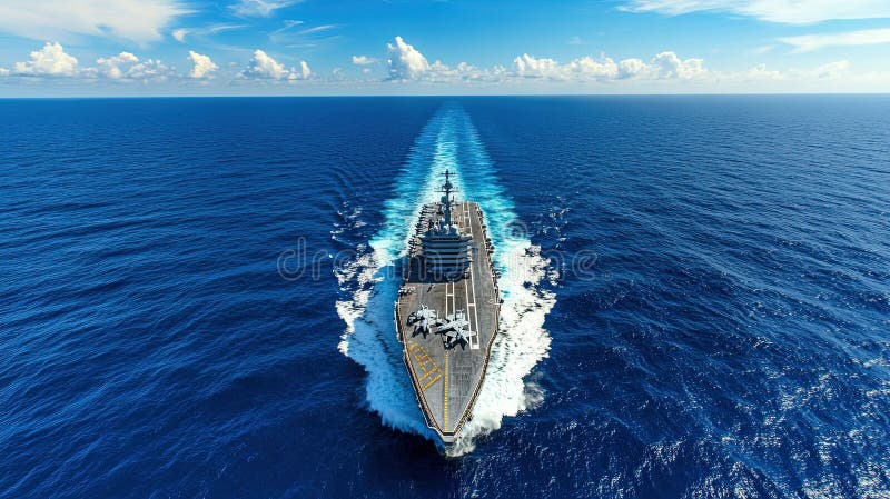 Modern Warship Navigating through Vast Open Ocean Waters Stock ...