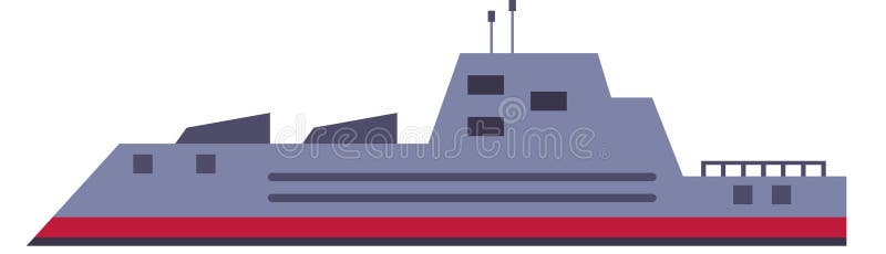 Modern Warship Sailing on Water, Featuring Stealth Technology, Advanced ...