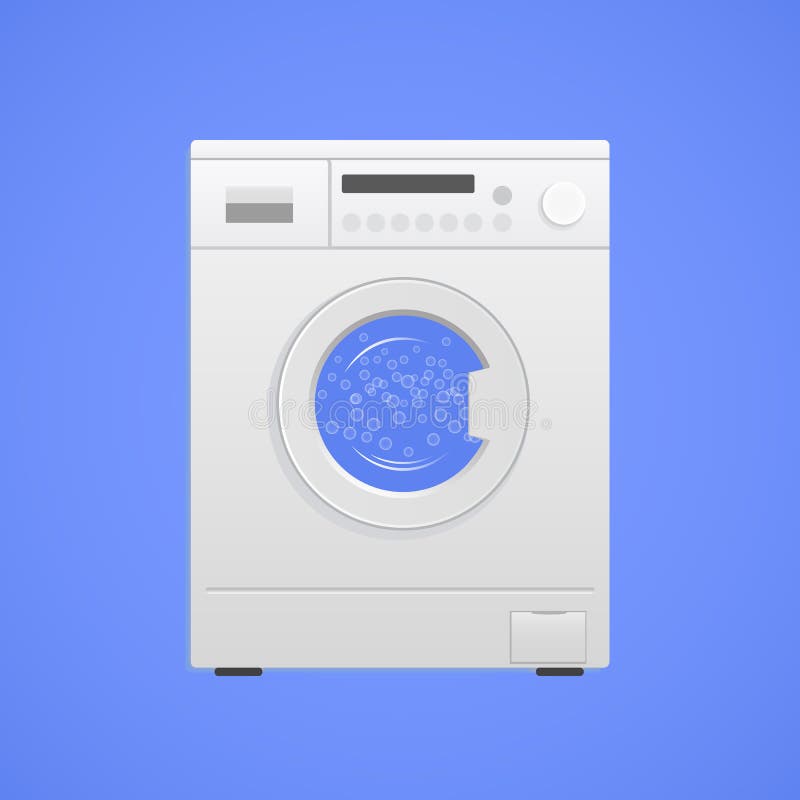Modern Washing Machine on a Blue Background. Stock Vector ...