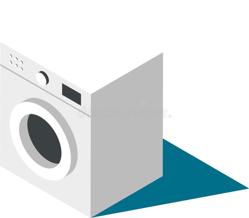 Modern Washing Machine Casting a Teal Shadow on the Floor, Depicted in ...