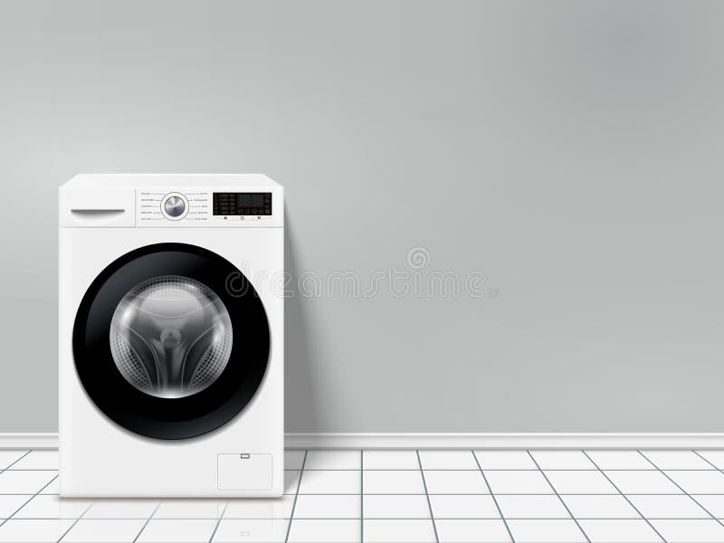 Modern Washing Machine in Empty Laundry Room Stock Vector ...