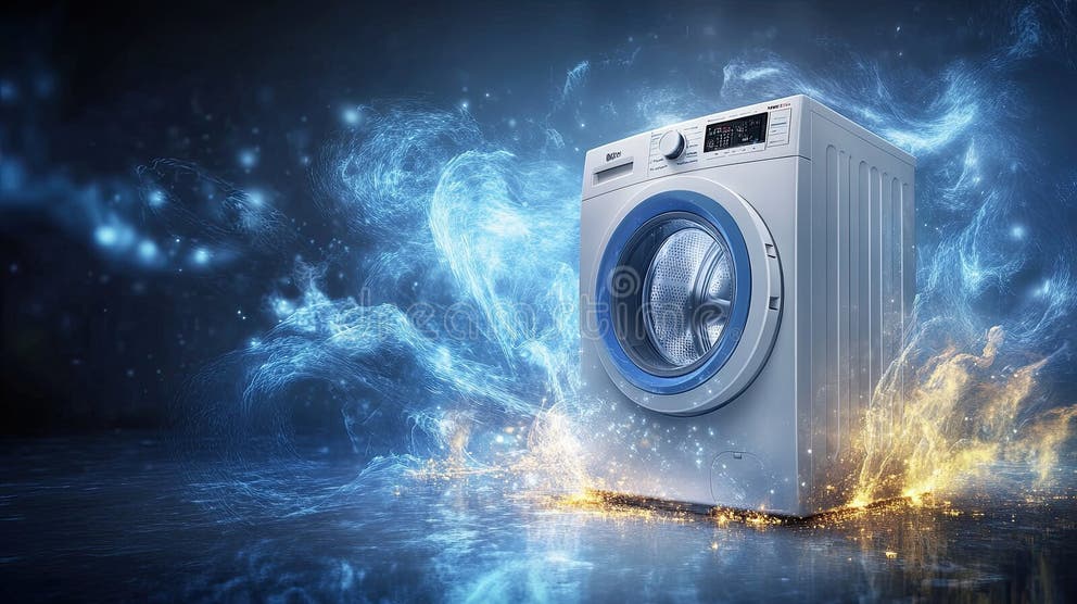 Modern Washing Machine with Energy Burst Stock Illustration ...