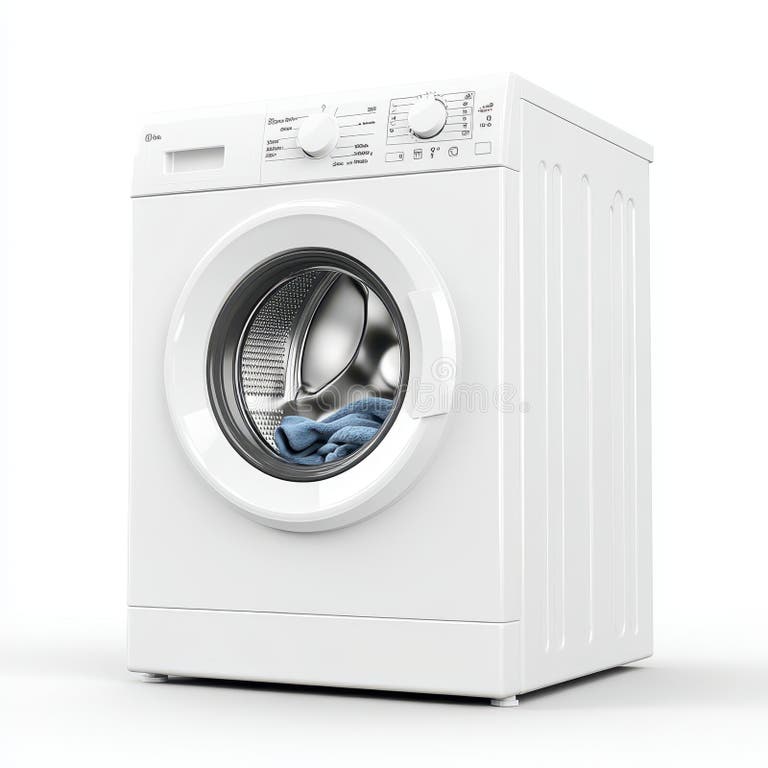 A Modern Washing Machine with a Front-loading Design and a Partially ...
