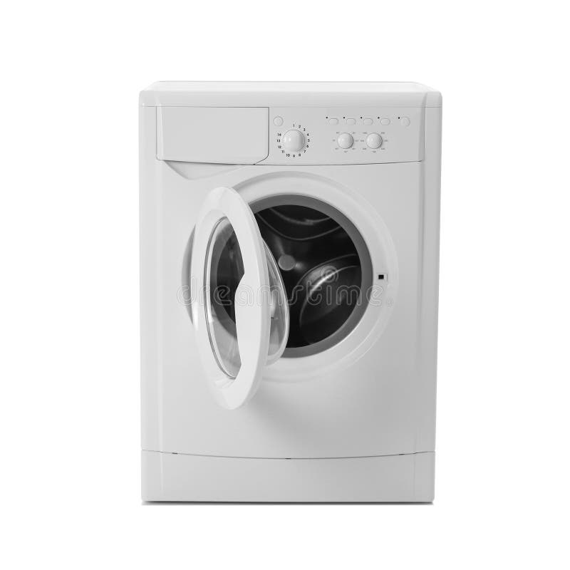 Modern Washing Machine Isolated on White. Laundry Day Stock Image ...