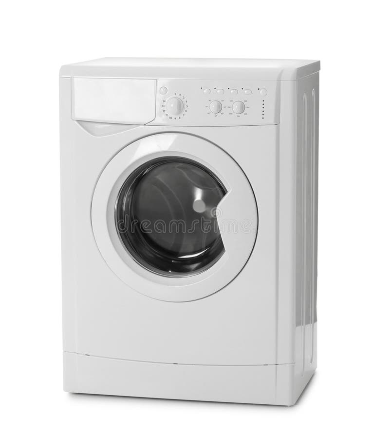 Modern Washing Machine Isolated on White. Laundry Day Stock Image ...