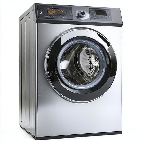 A Modern Washing Machine with a Large Front Door and Digital Controls ...