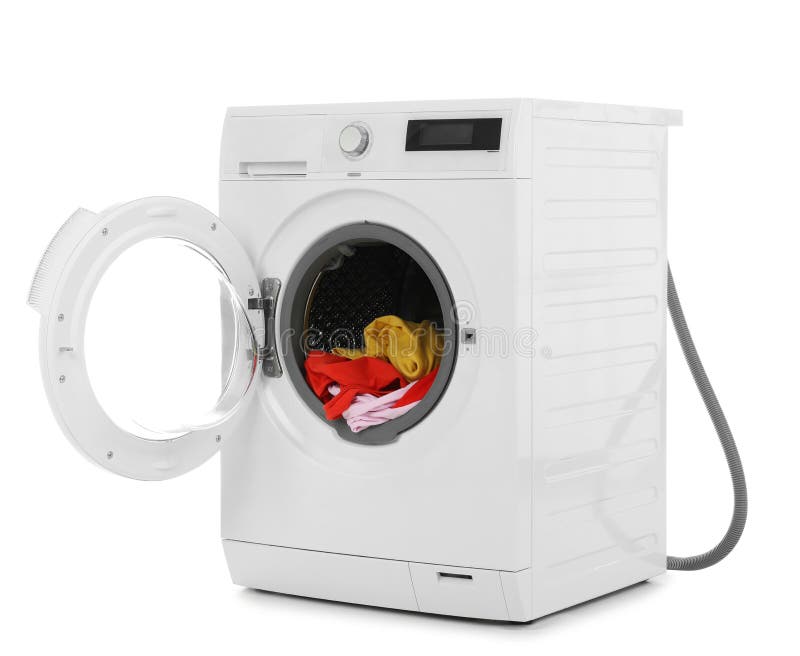 Modern Washing Machine with Laundry Stock Photo - Image of housekeeping ...