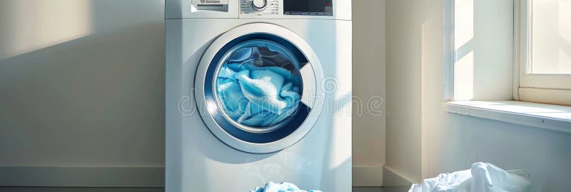 Modern Washing Machine with Open Door, Ready for Laundry in a Sun ...