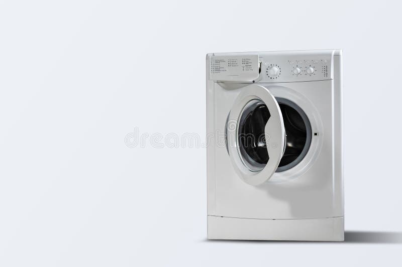 Modern Washing Machine White Wall Indoors, Space for Text. Stock Photo ...
