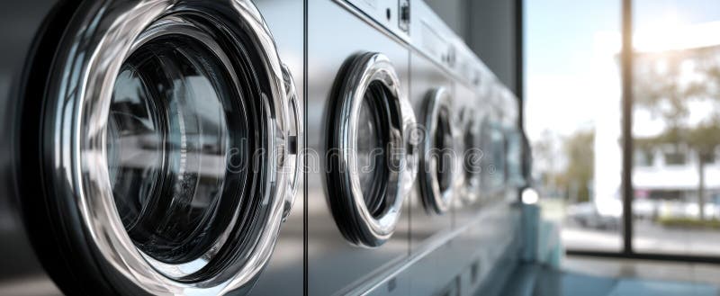 The Modern Washing Machines in a Bright and Spacious Laundromat ...