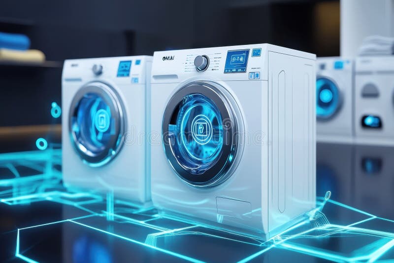 Modern Washing Machines with Futuristic Technology in a Sleek Laundry ...