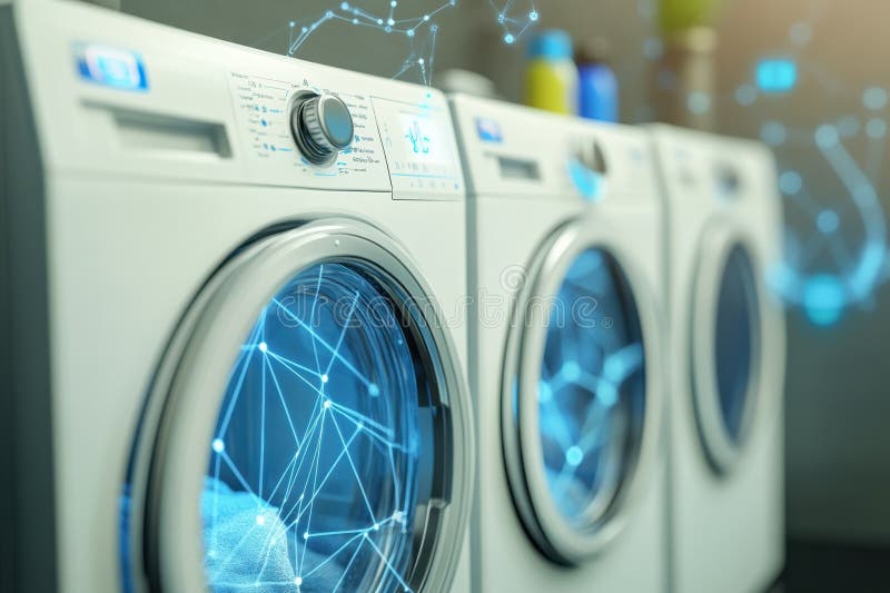 Advanced Washing Machines Smart Technology Modern Laundry Room Setup ...
