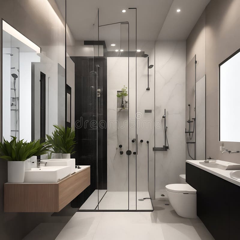 Modern Washroom Interior Design Stock Photo - Image of apartment ...
