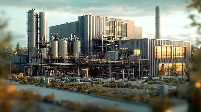 Modern Waste Conversion Plant with Integrated AI Technology, Showcasing ...