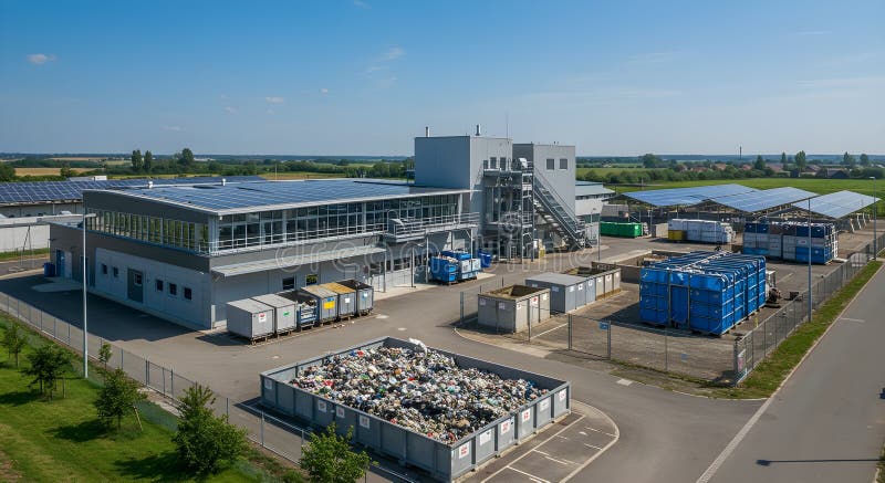 Modern Industrial Recycling Plant with Solar Panels Sustainable Waste ...