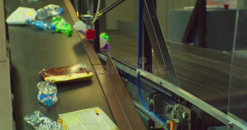 Waste Sorting Center. Recycling of Plastic Packaging Stock Footage ...