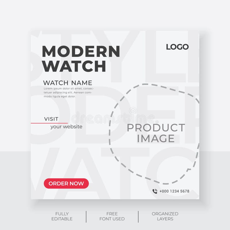 Modern Watch Social Media Post Design Template Stock Vector ...