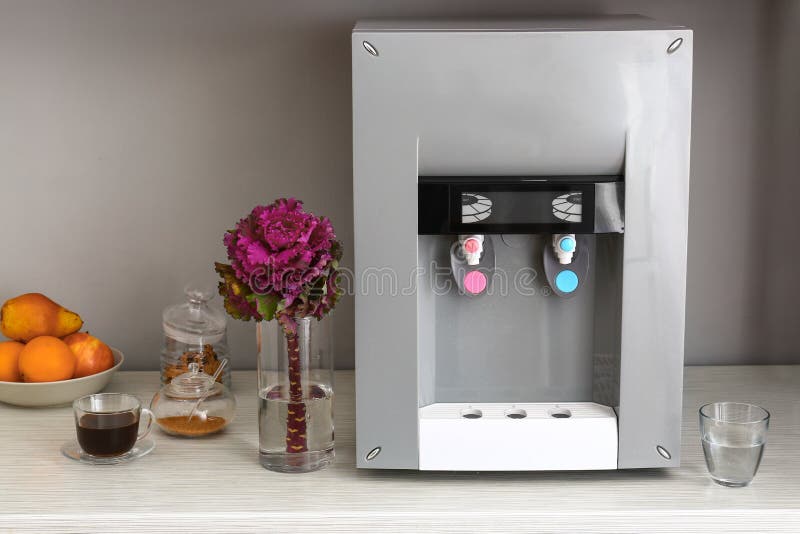 Modern Water Cooler on Table in Kitchen Stock Image - Image of cold ...