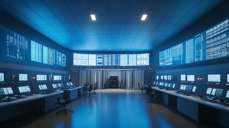 A Modern Water Distribution Control Room with Automated Systems. Stock ...