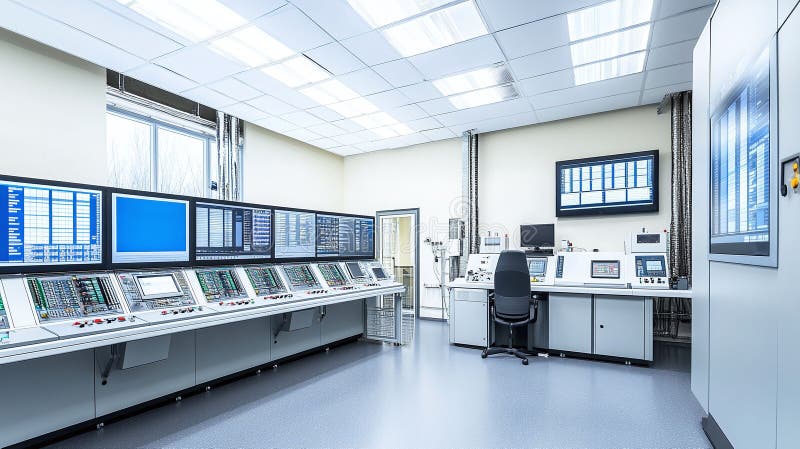 A Modern Water Distribution Control Room with Automated Systems. Stock ...